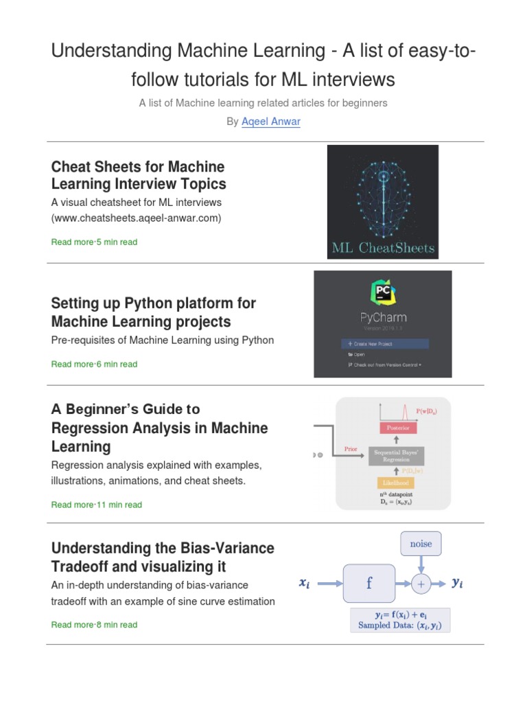 Understanding Machine Learning - A List of Easy-To-Follow Tutorials For ...