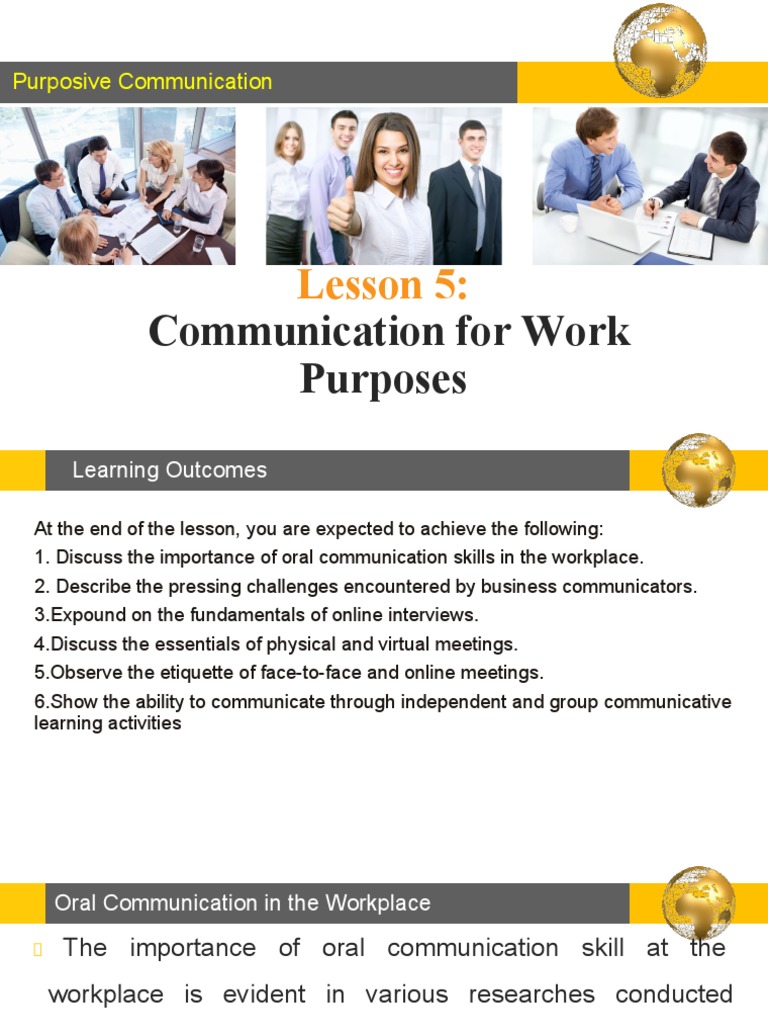 Communication For Work Purposes: Lesson 5 | PDF | Communication ...
