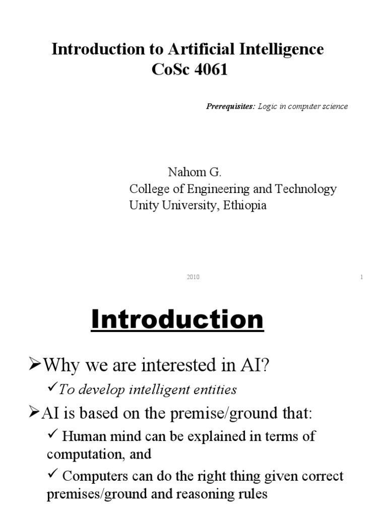 Introduction To Artificial Intelligence Cosc 4061 | PDF | Artificial Intelligence | Intelligence ...