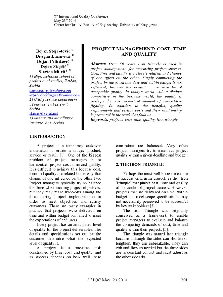 project-management-cost-time-and-quality-pdf-profit-economics