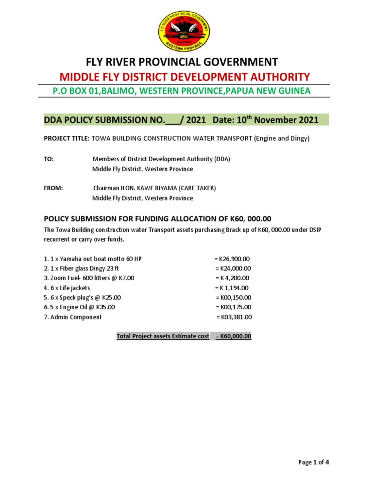 Middle Fly District Development Authority: Fly River Provincial ...
