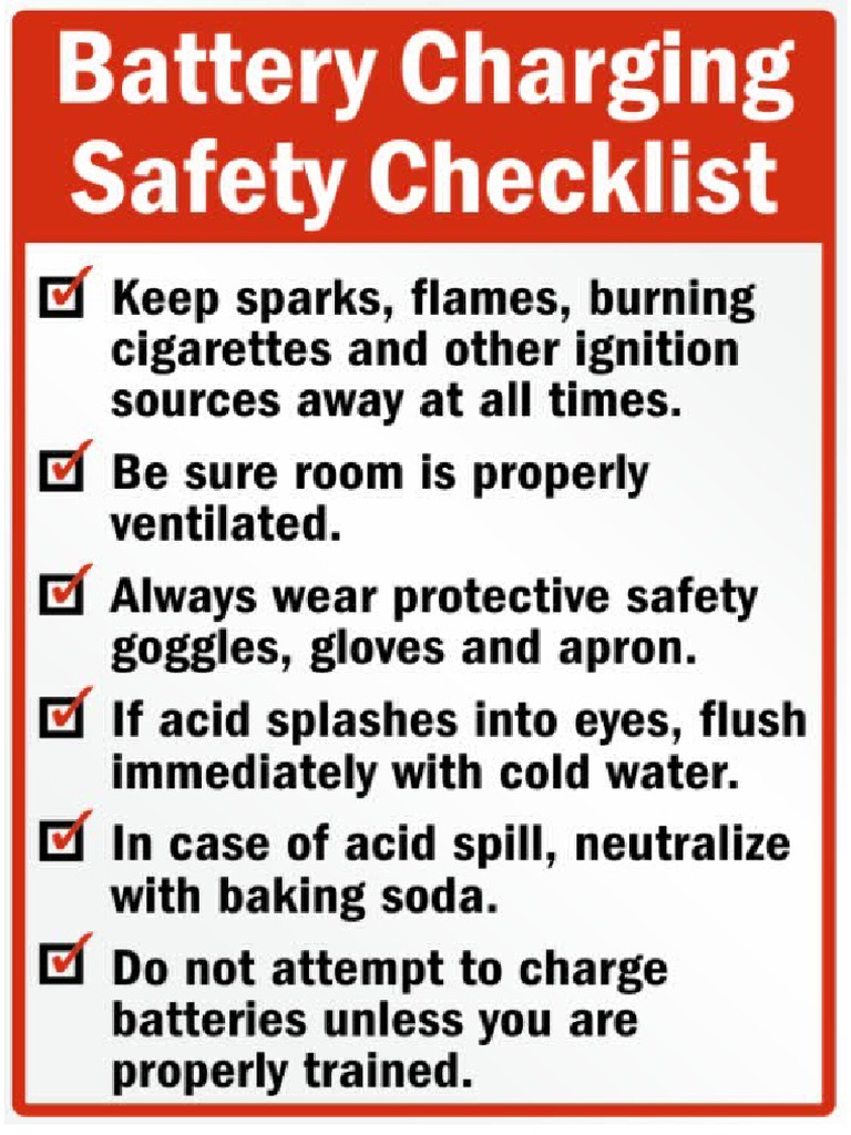 Battery Charging Safety Checklist | PDF