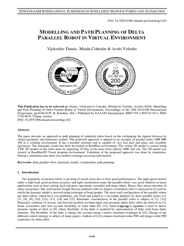 General Solution For The Dynamic Modeling of Parallel Robots | PDF | 3 D Computer Graphics ...