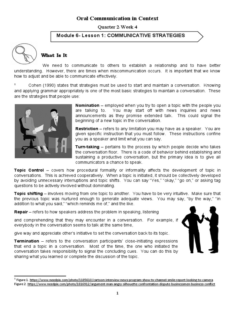 Oral Communication in Context: Quarter 2 Week 4 Module 6-Lesson 1 ...