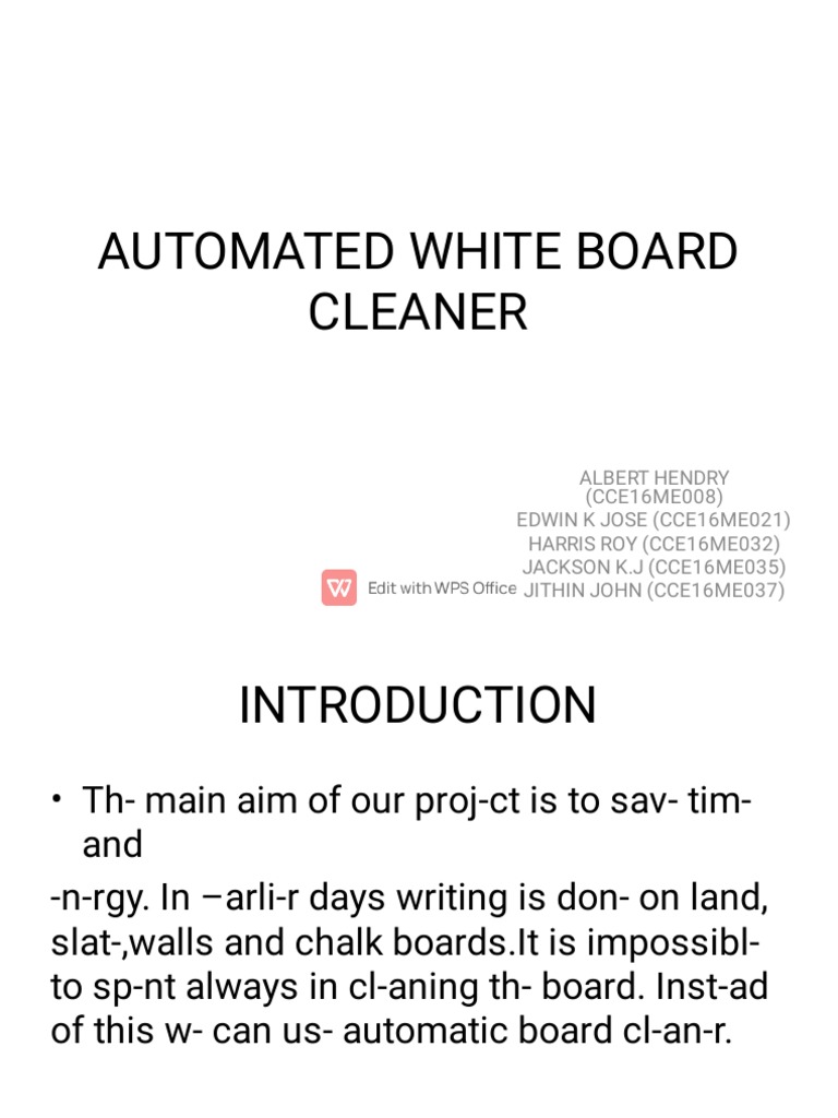 Automatic White Board Cleaner | PDF | Equipment | Electrical Engineering