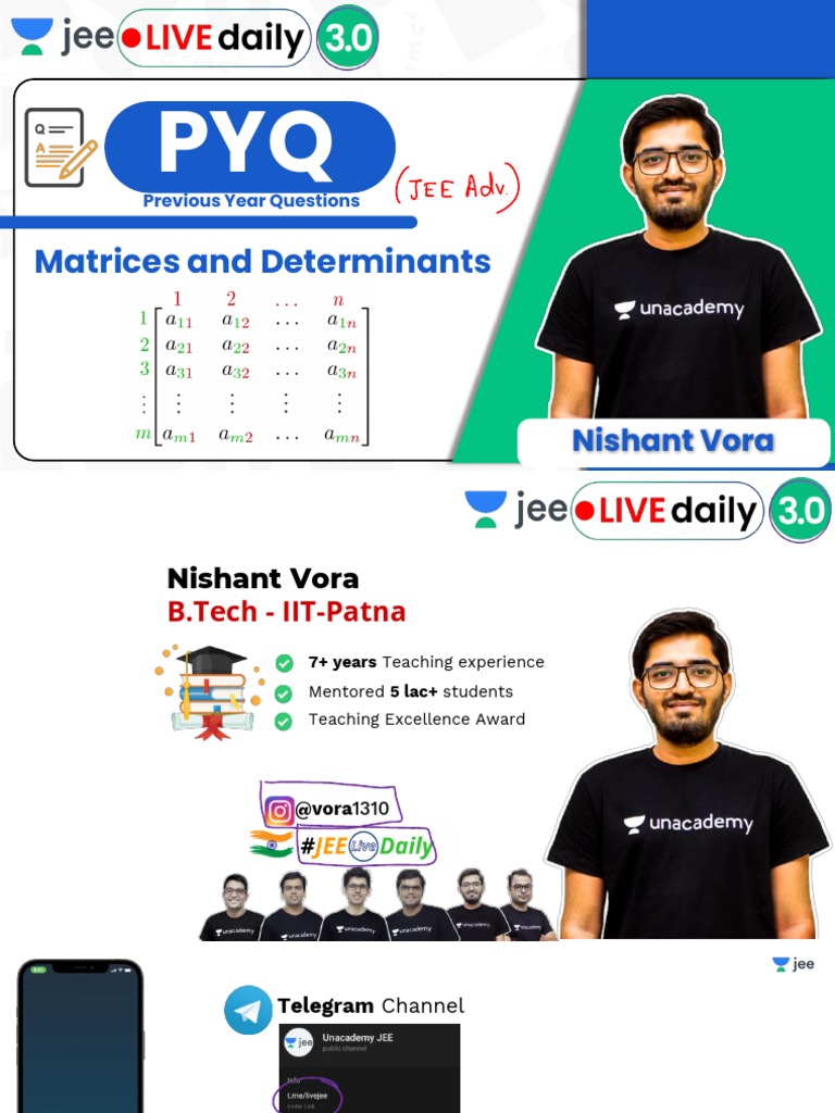 JEE Adv. PYQs | PDF | Matrix (Mathematics) | Determinant