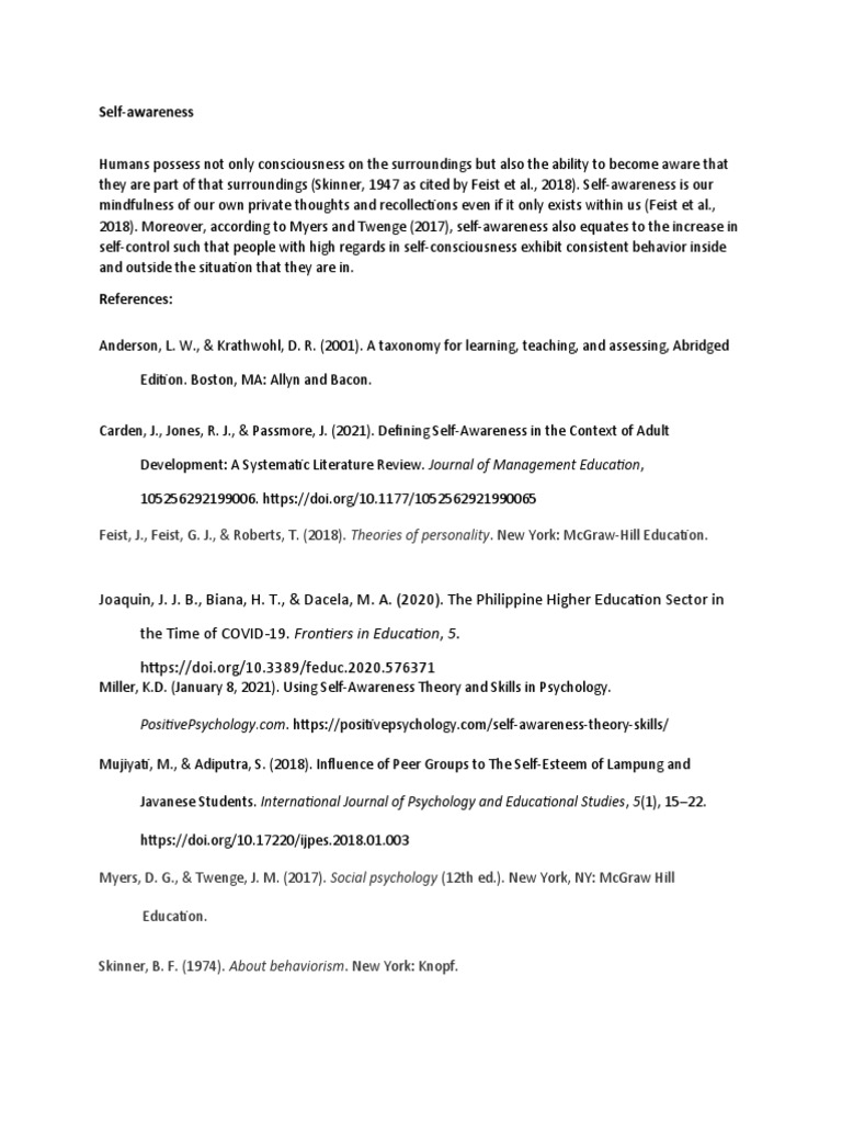 Self Awareness 1 | PDF | Science & Mathematics