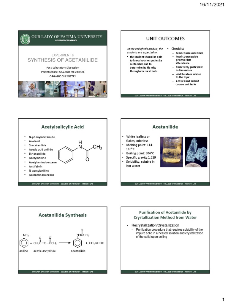 Acetanilide Synthesis Guide | PDF | Physical Sciences | Chemistry