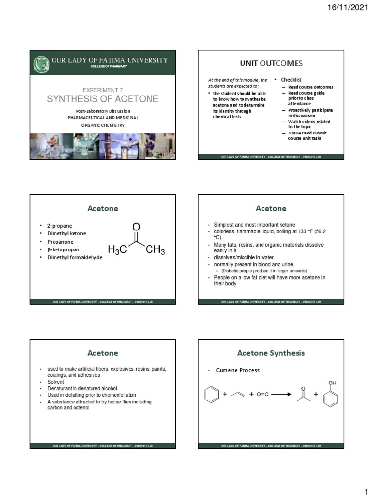 Acetone Synthesis and Tests Guide | PDF