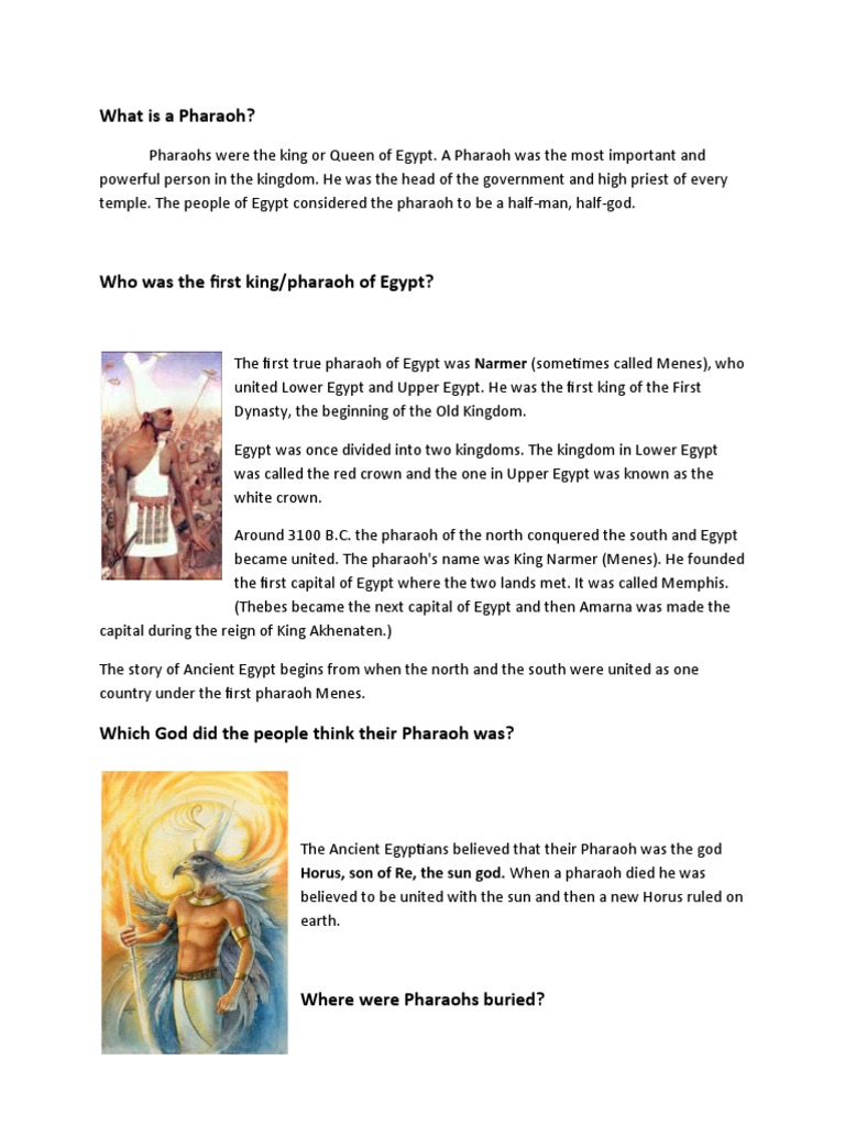 What Is A Pharaoh?: Horus, Son of Re, The Sun God. When A Pharaoh Died ...