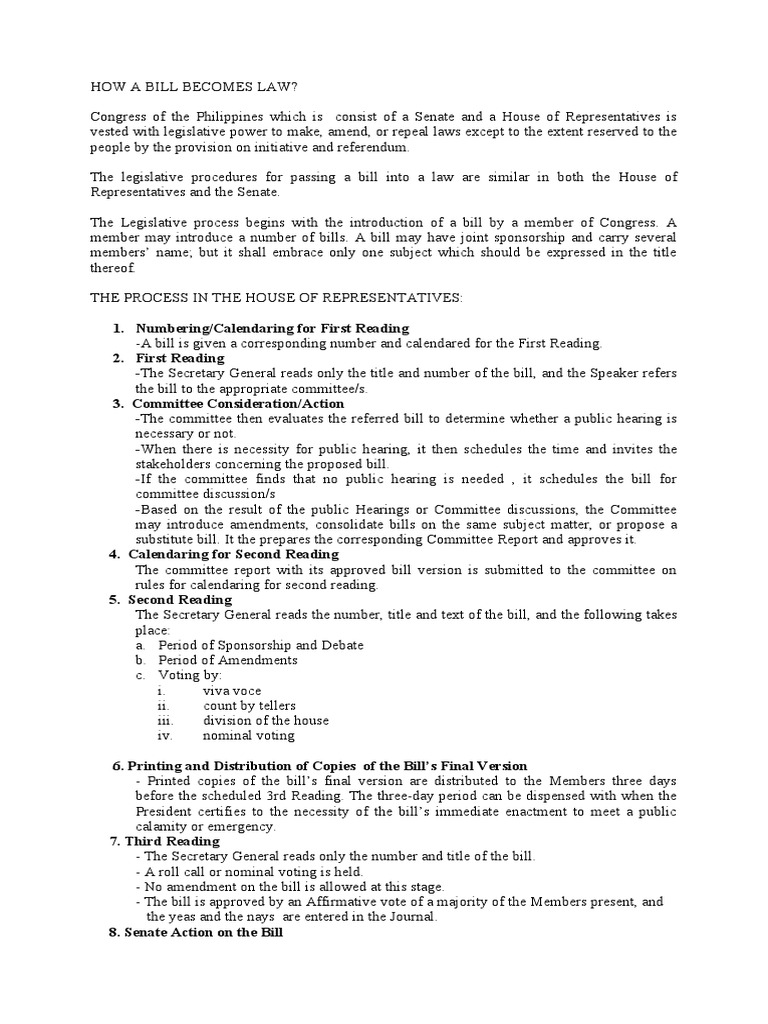 How A Bill Becomes A Law Assignment | PDF | Bill (Law) | Veto