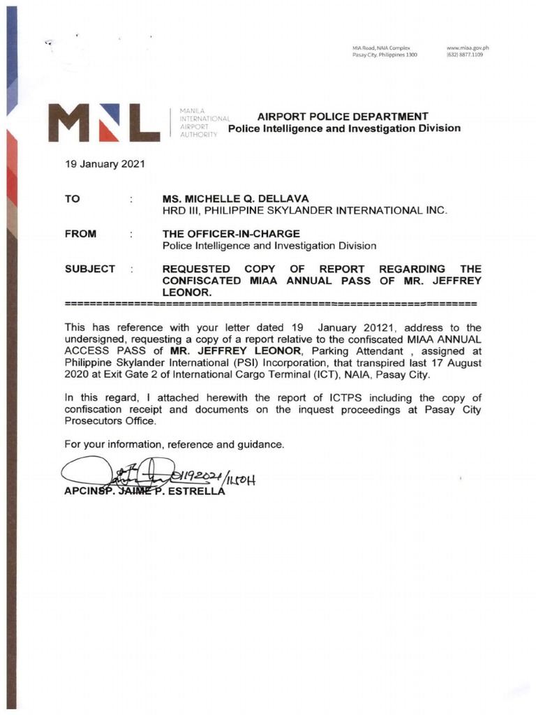 Leonor Miaa Letter | PDF