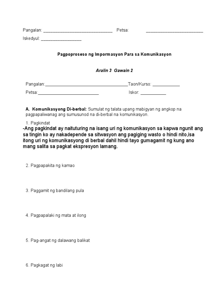 Aralin 3 Gawain 2 | PDF