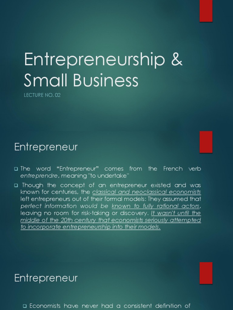 Entrepreneurship & Small Business: Lecture No. 02 | PDF ...