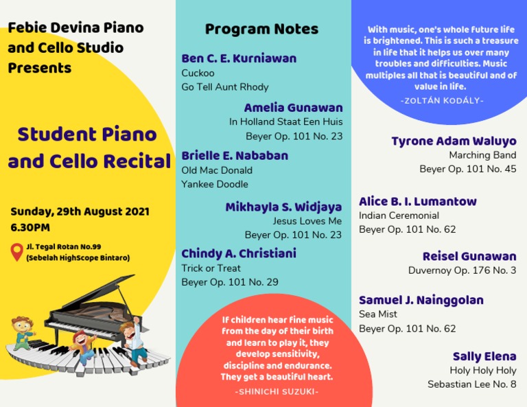 Student Piano and Cello Recital: Program Notes | PDF