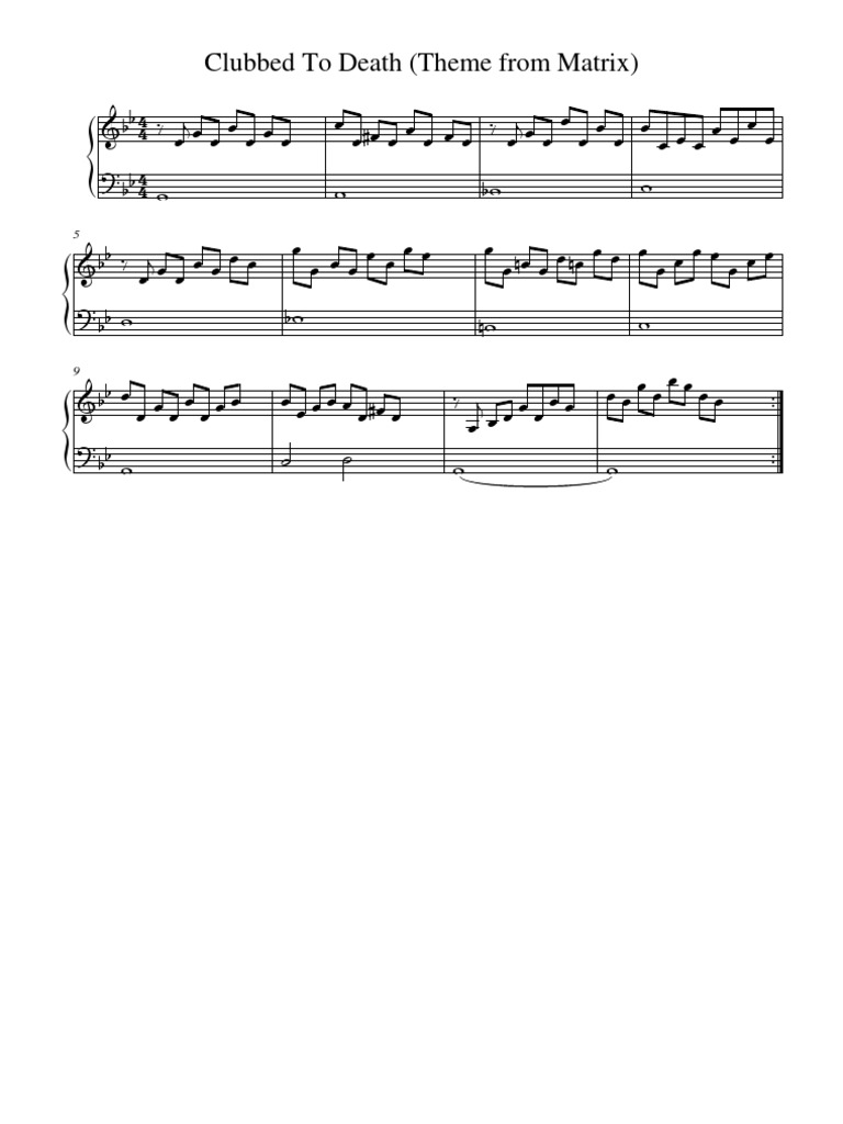 Theme From Matrix-Clubbed To Death | PDF