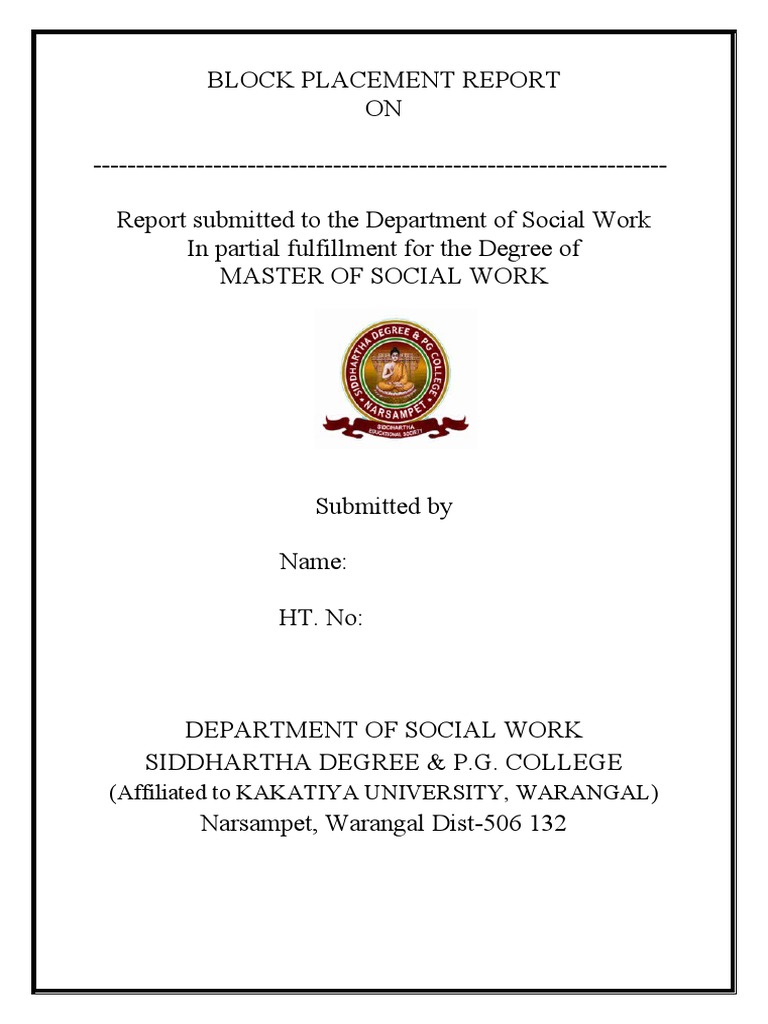 Block Placement Report for MSW Degree | PDF | Academia | Students