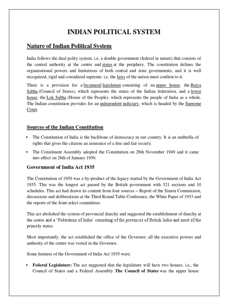 Overview of Indian Political System | PDF | Government Of India | Pardon