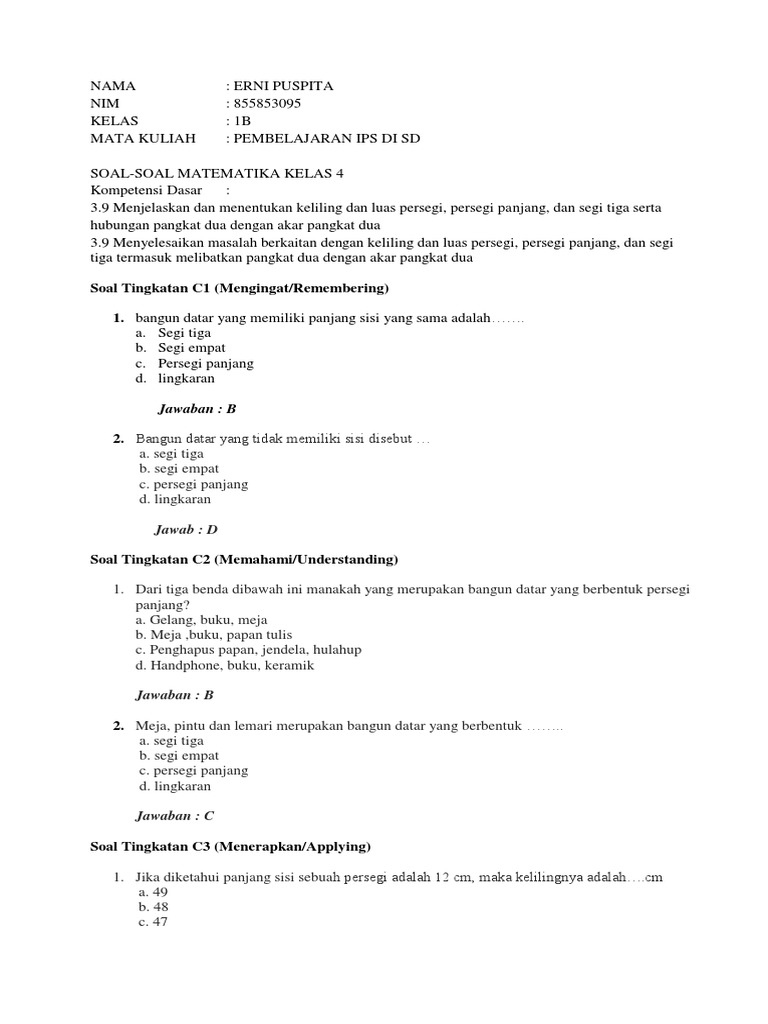 Contoh Soal C1, C2, C3, C4 | PDF