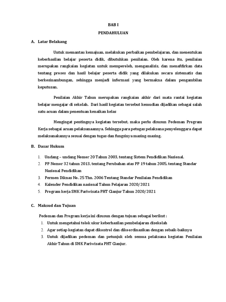 Program Kerja Pat 2021 | PDF