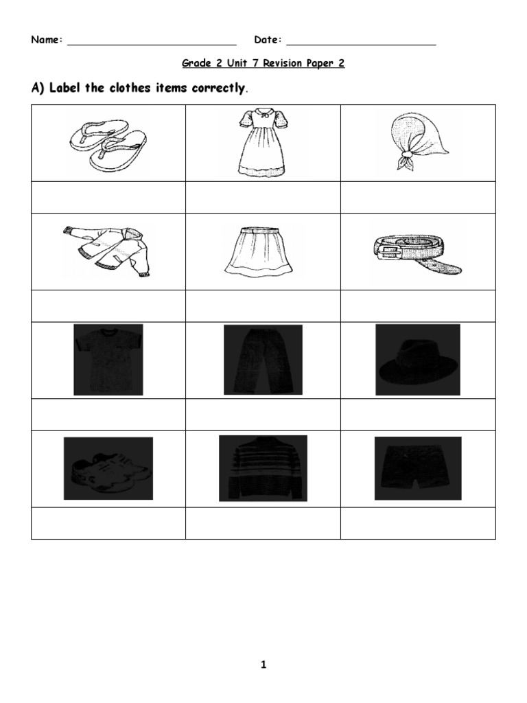 Grade 2 Unit 7 Revision Paper 2 | PDF | Linguistics | Cognition