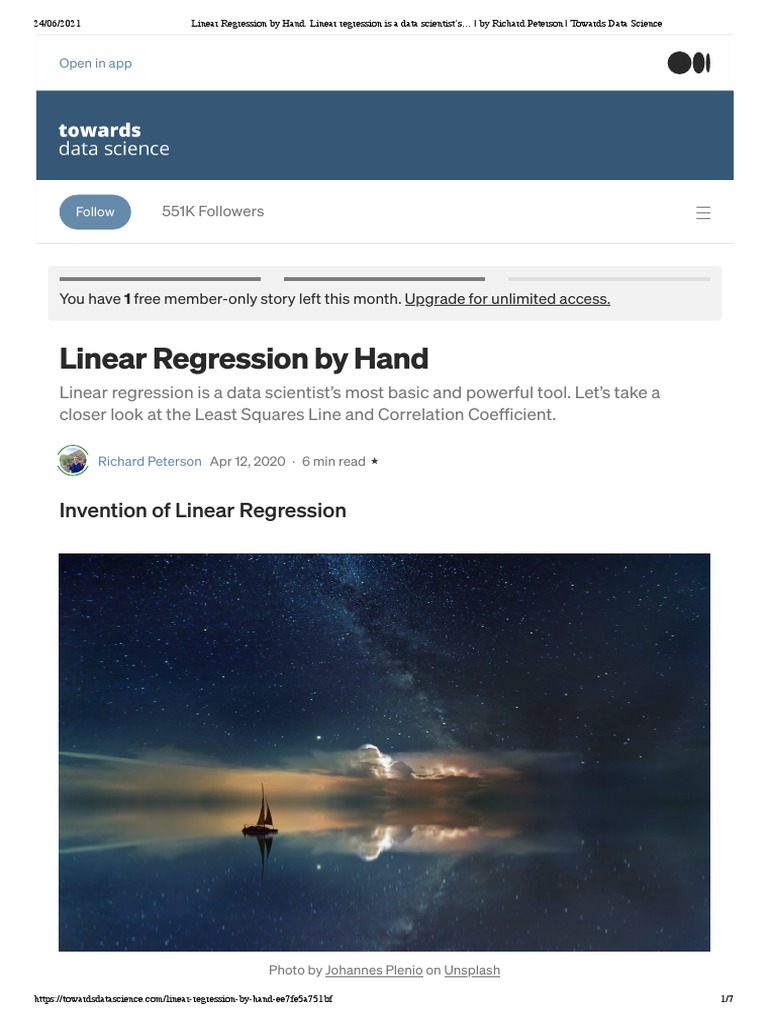 Linear Regression by Hand Linear Regression Is A Data Scientist S by Richard Peterson Towards ...