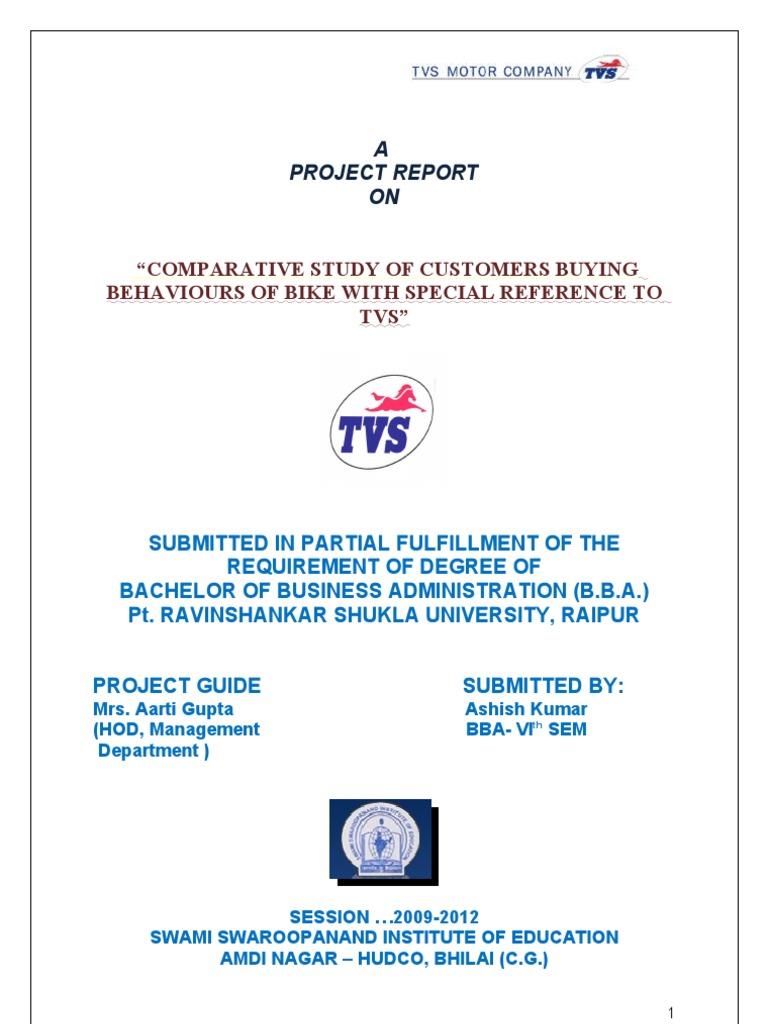 Tvs Motors Project | PDF | Survey Methodology | Motorcycle