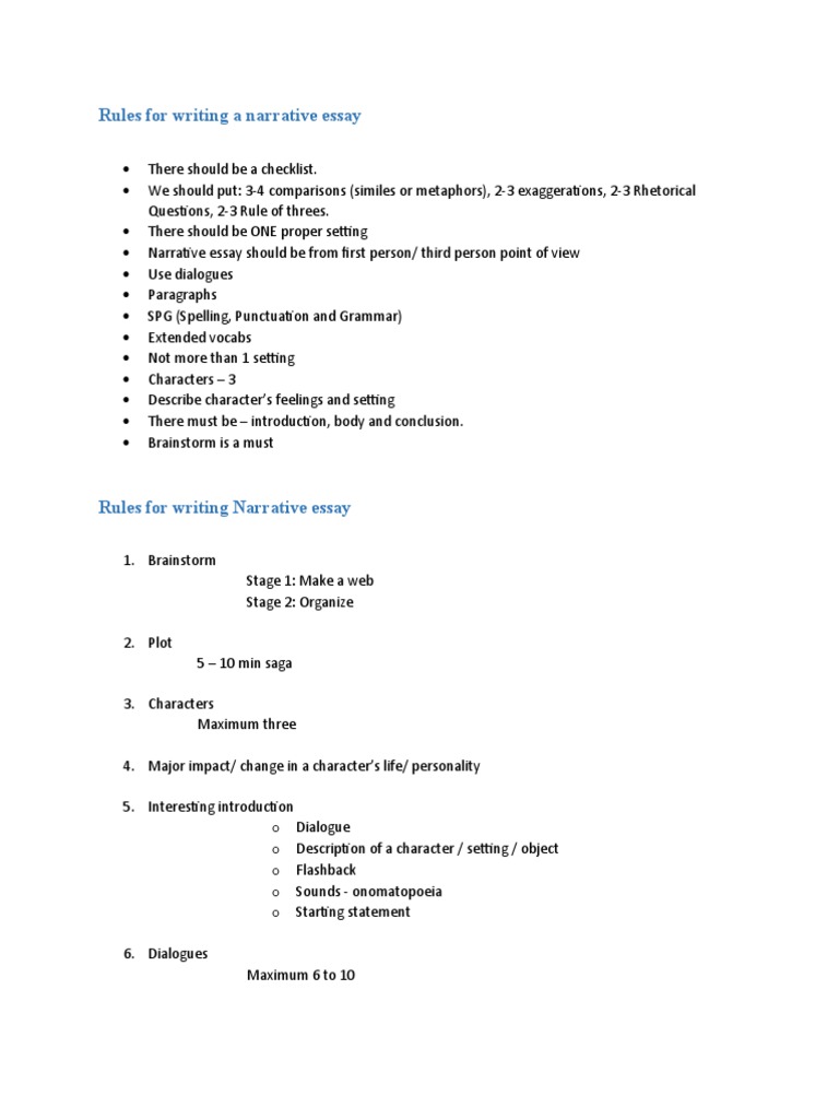 Narrative Essay Notes | PDF | Essays | Word