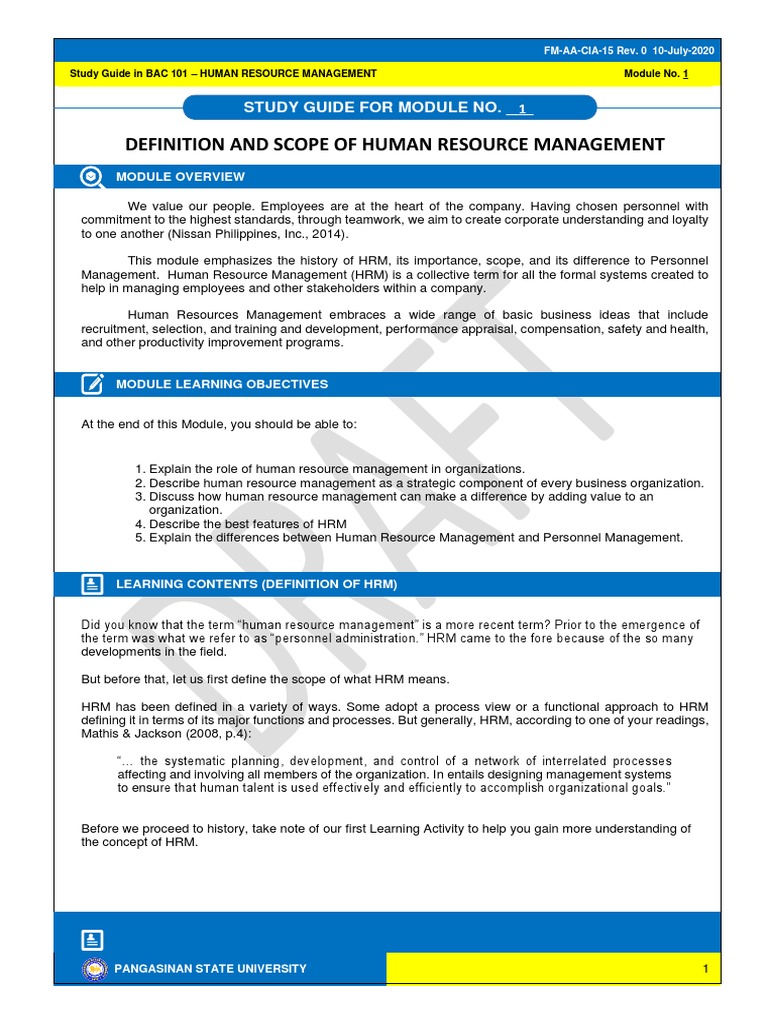 Module Number 1 | PDF | Human Resource Management | Human Resources