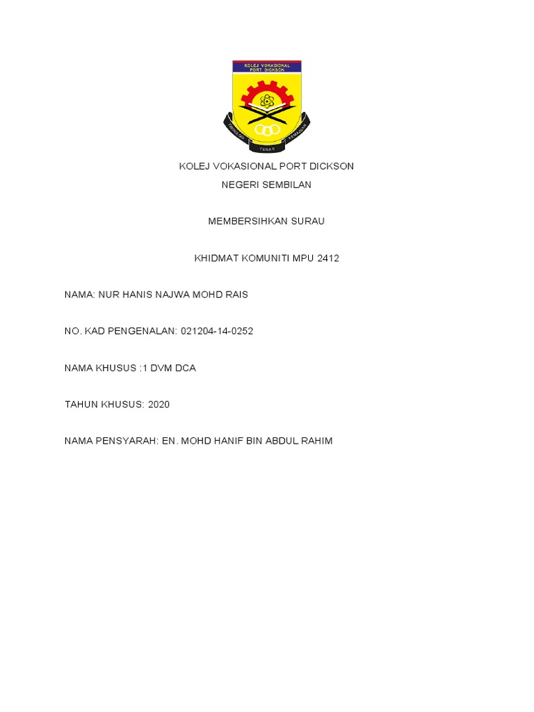 Program Kebersihan Surau KV Port Dickson | PDF