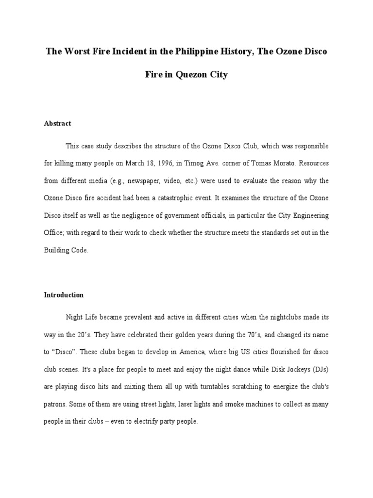The Worst Fire Incident in The Philippine History | PDF | Nightclub | Fires