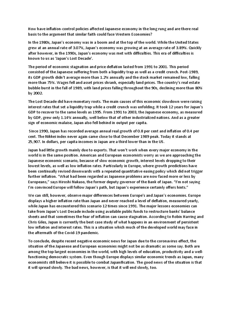 Japan's Lost Decade | PDF | Economies | Macroeconomics