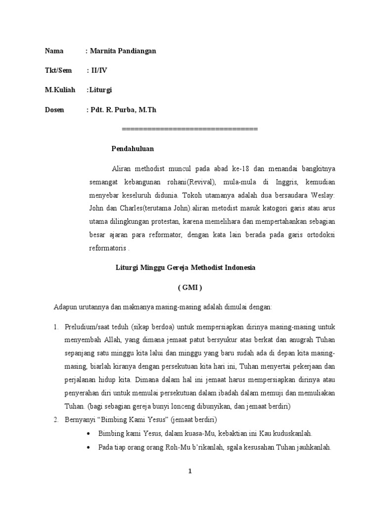 Tata Ibadah Gereja Methodist Indonesia | PDF | Filsafat