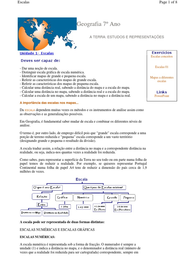 Representações de escalas em mapas e suas aplicações | PDF | Mapa ...