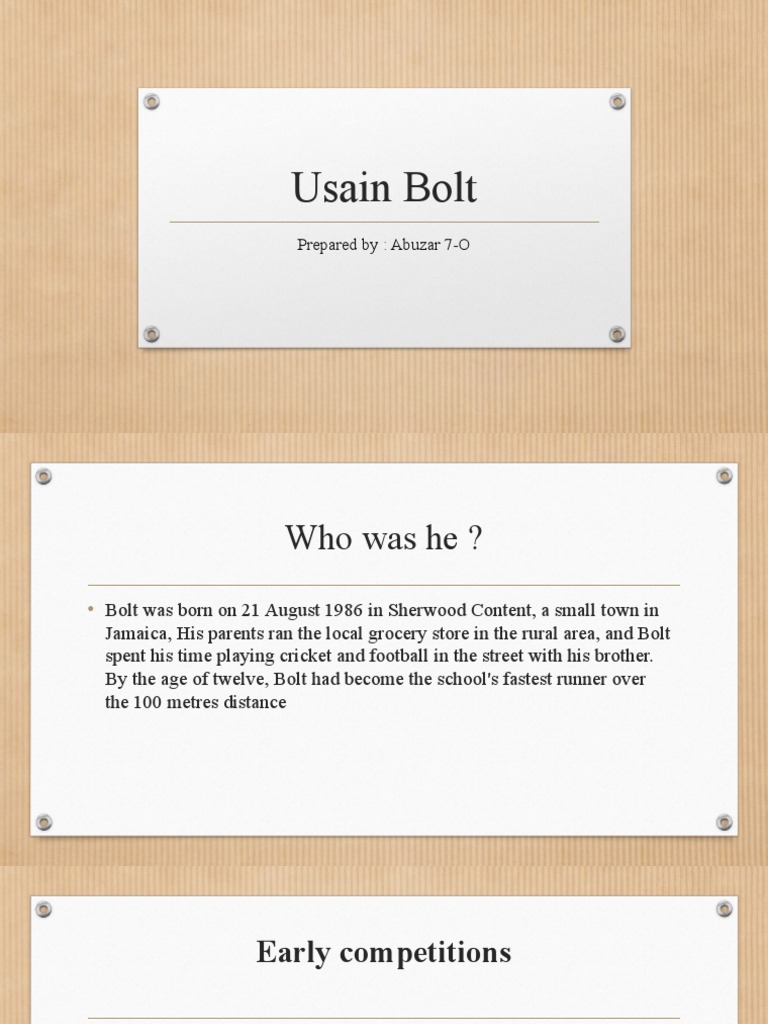 Usain Bolt: Early Life and Achievements | PDF | Sports & Recreation ...