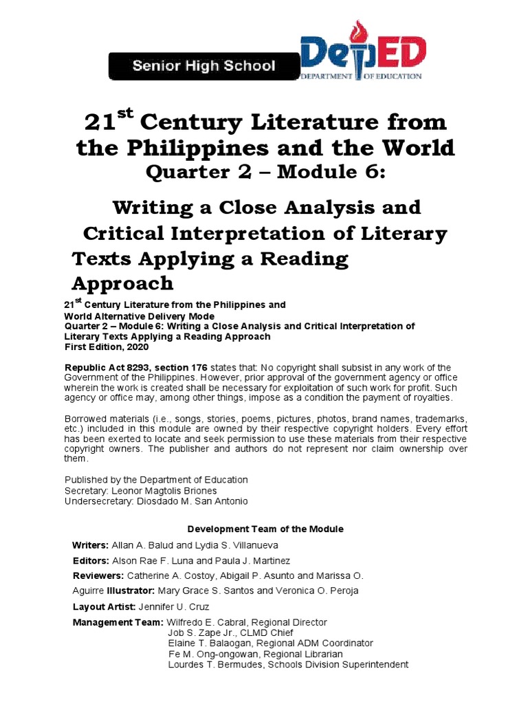 Module 6 21st Century Literature | PDF | Speed Reading | Reading ...