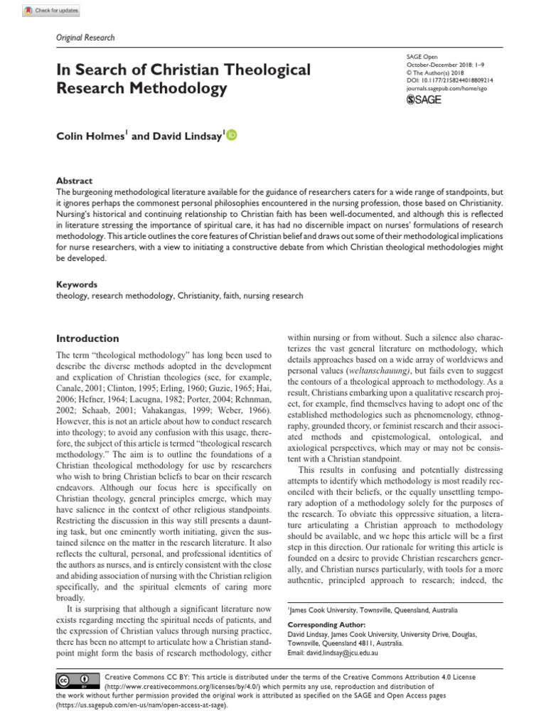 In Search of Christian Theological Research Method | PDF ...