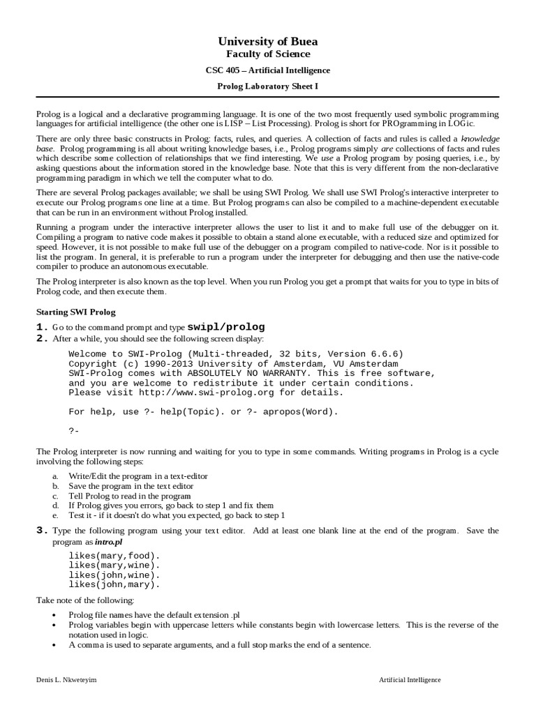 csc405 Prolog Lab 1 | PDF | Computer Programming | Relationships csc405 Prolog Lab 1 | PDF | Computer Programming | Relationships