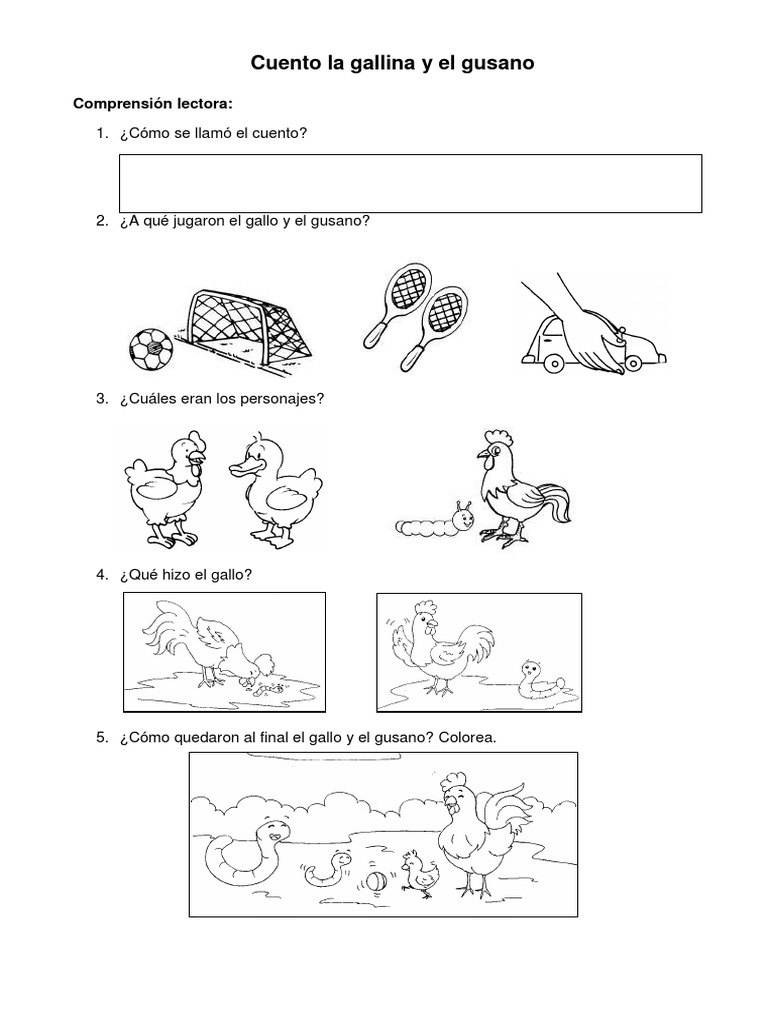 Cuento La Gallina y El Gusano | PDF