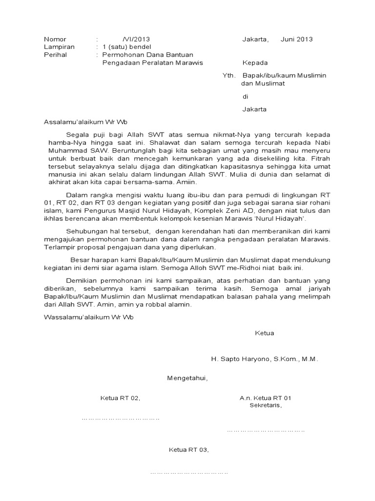 Proposal Pengajuan Marawis | PDF