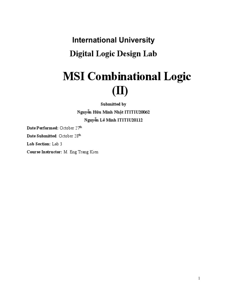 Msi Combinational Logic Ii Digital Logic Design Lab Pdf Logic Gate Boolean Algebra