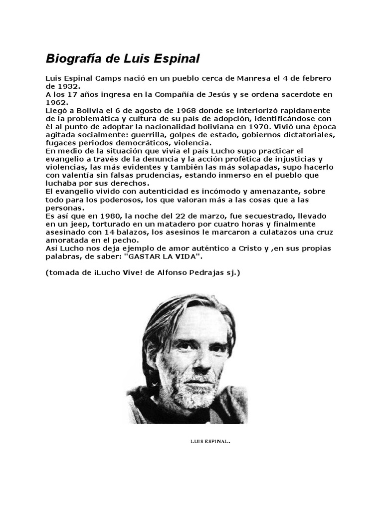 Biografía de Luis Espinal | PDF