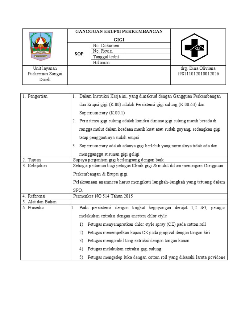 SPO Erupsi Gigi | PDF