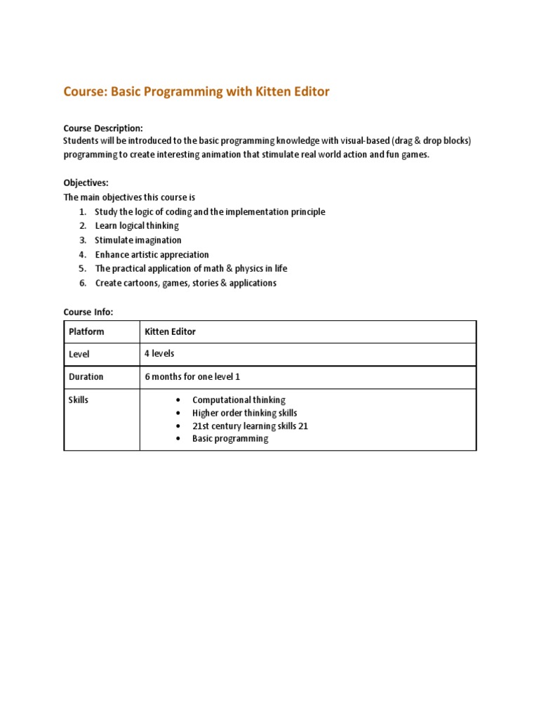 Course: Basic Programming With Kitten Editor | PDF | Computer ...