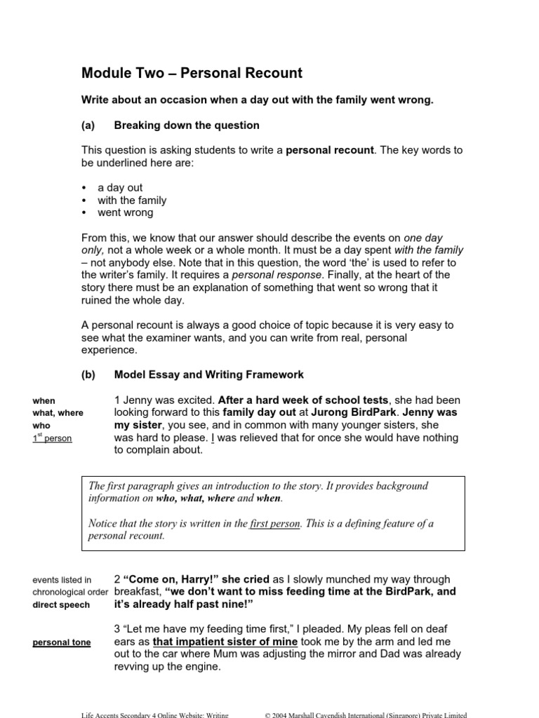 099 - Week 1 Free Writing - Personal Recount | PDF | Essays | Question