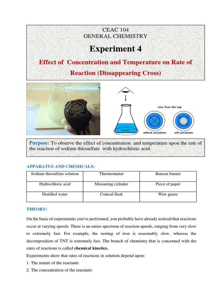 Experiment 4: Effect of Concentration and Temperature On Rate of ...