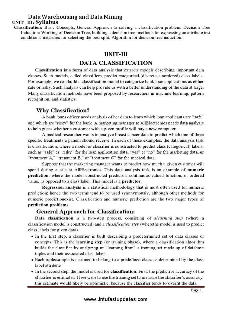 Dwdm-Unit-3 R16 | PDF | Statistical Classification | Applied Mathematics