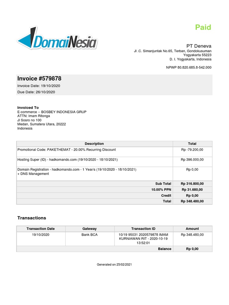 Invoice 579878 | PDF | Domain Name System