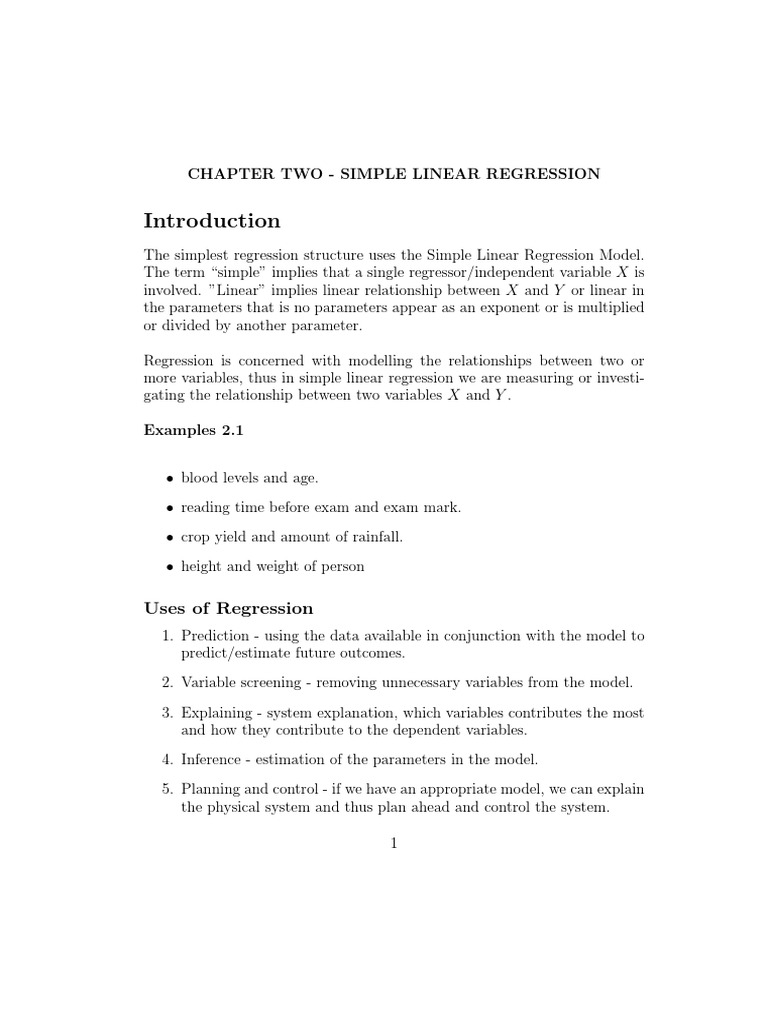 Chapter2 Simple Linear Regression Pdf Regression Analysis Errors And Residuals