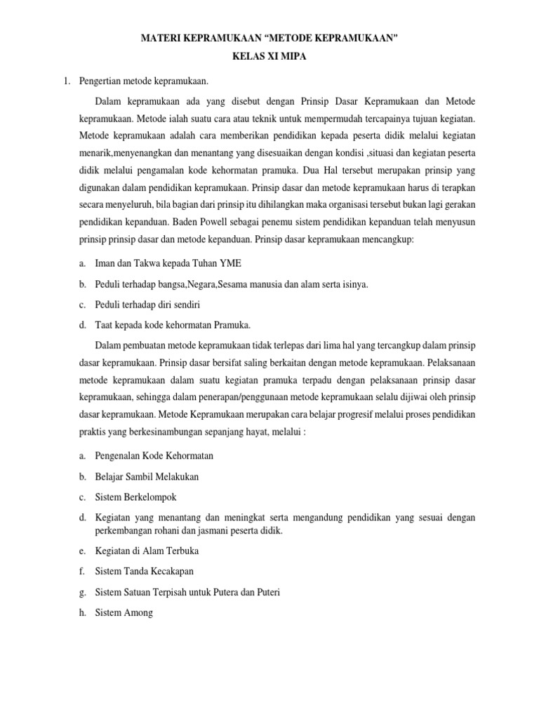 Materi Kepramukaan Kls Xi | PDF